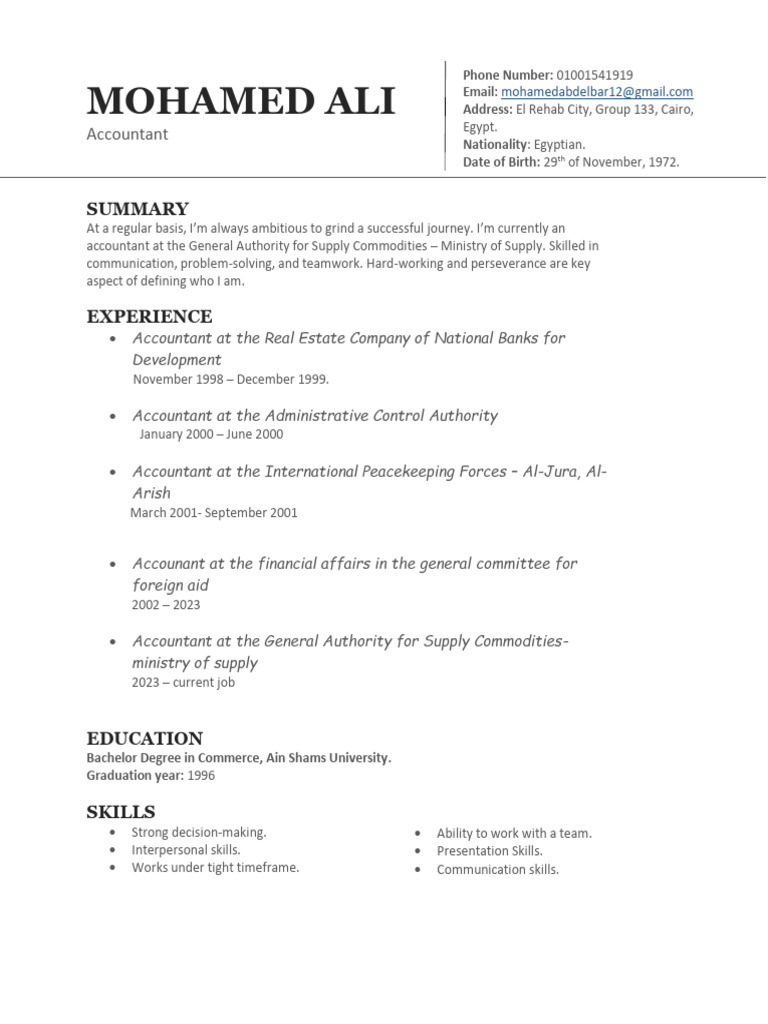 CV Mohamed Ali Abdelbar | PDF