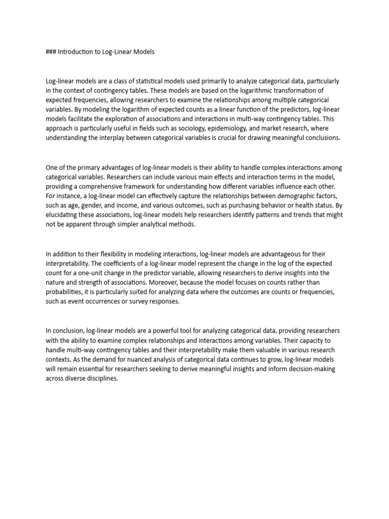 Understanding Log-Linear Models | PDF | Categorical Variable ...