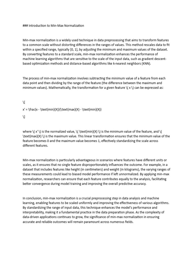 Introduction to MinMax Normalization | PDF | Algorithms | Applied ... Introduction to MinMax Normalization | PDF | Algorithms | Applied ...