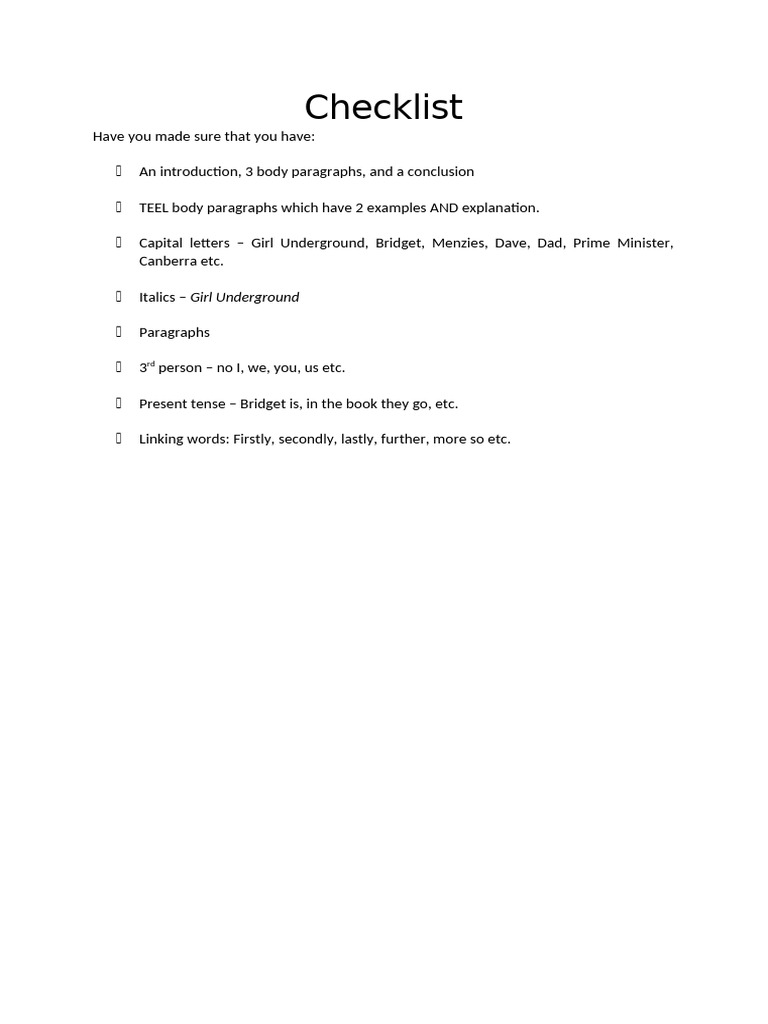 Essay Checklist | PDF