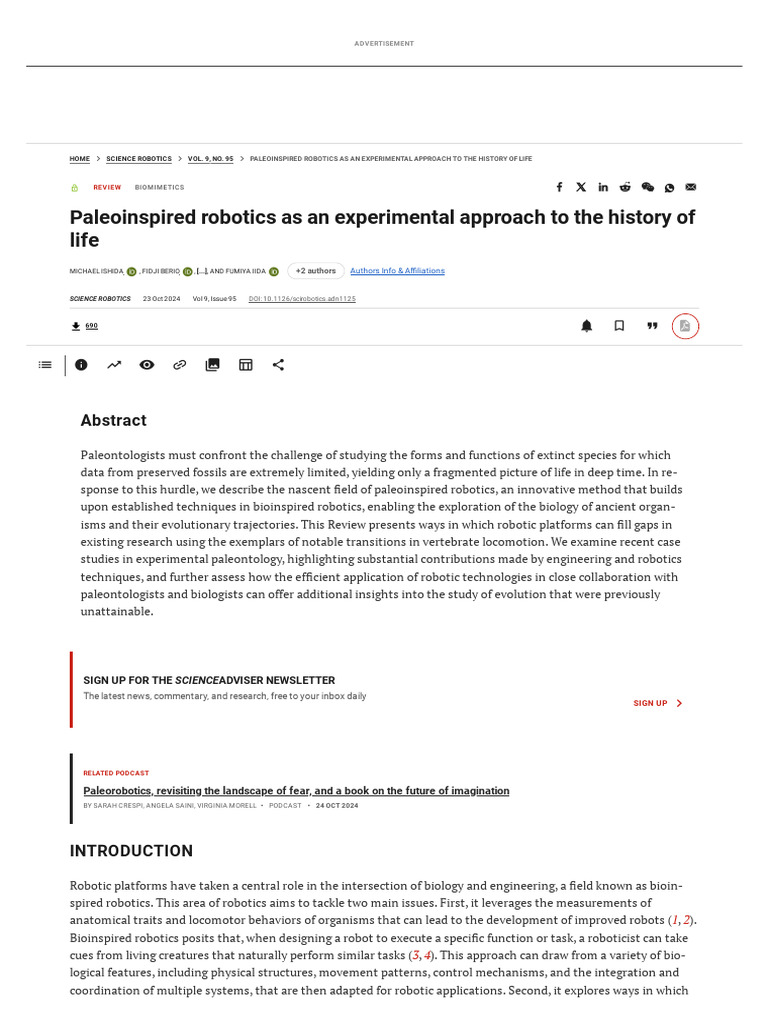 Paleoinspired Robotics As An Experimental Approach To The History of Life - Science Robotics ...