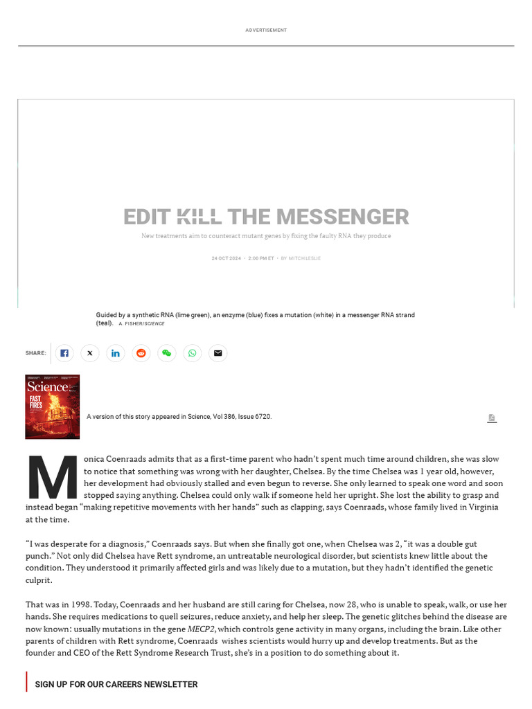 Buoyed by Milestone' Clinical Result, RNA Editing Is Poised To Treat Diseases - Science - AAAS ...