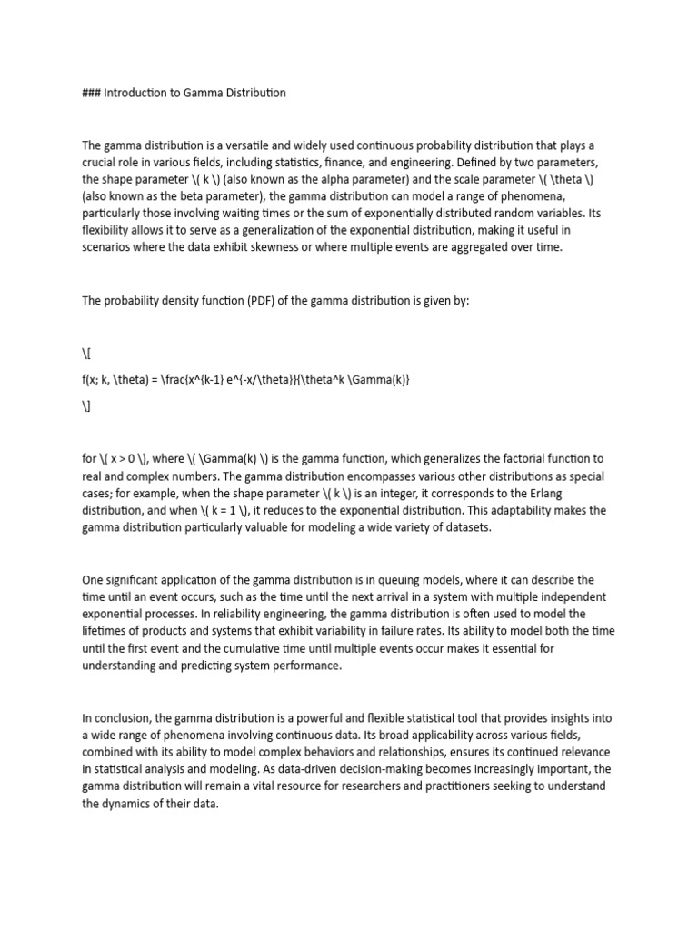 Introduction to Gamma Distribution | PDF | Probability Distribution | Statistical Theory