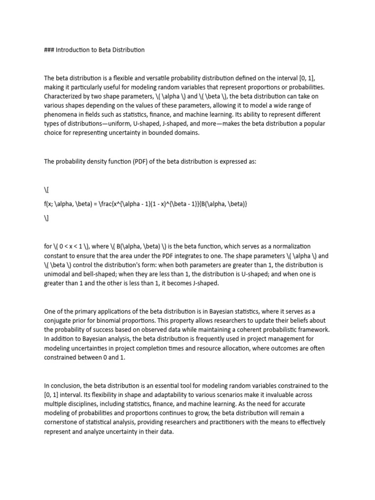 Beta Distribution for Analysts | PDF | Business