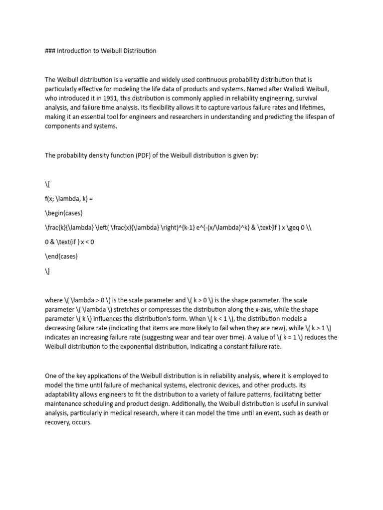Introduction To Weibull Distribution | PDF | Reliability Engineering | Statistical Analysis