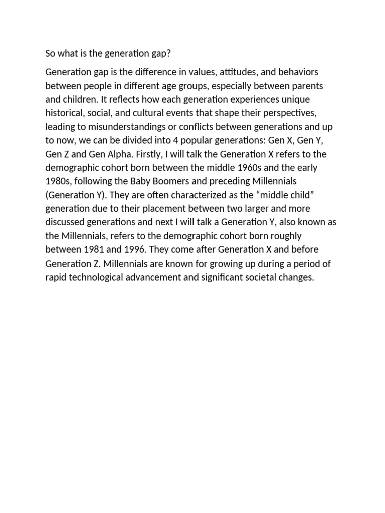 Understanding the Generation Gap | PDF | Social Science