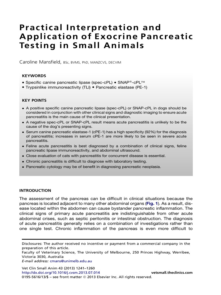 23practical Interpretation and Exocrine Pancreas Testing | PDF ...