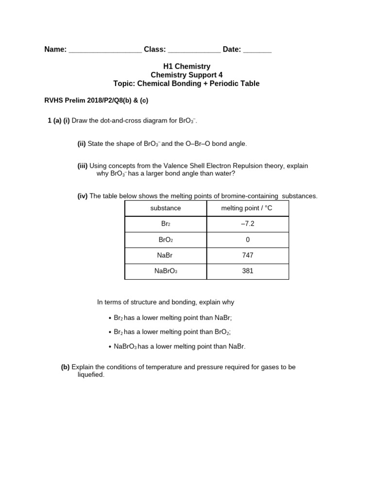 Chem Support 4 (QP) | PDF | Chemical Bond | Periodic Table