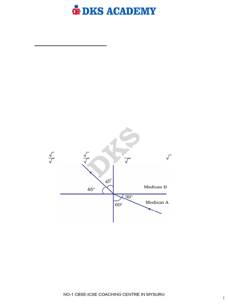 Physics MCQ - Light | PDF | Mirror | Refraction