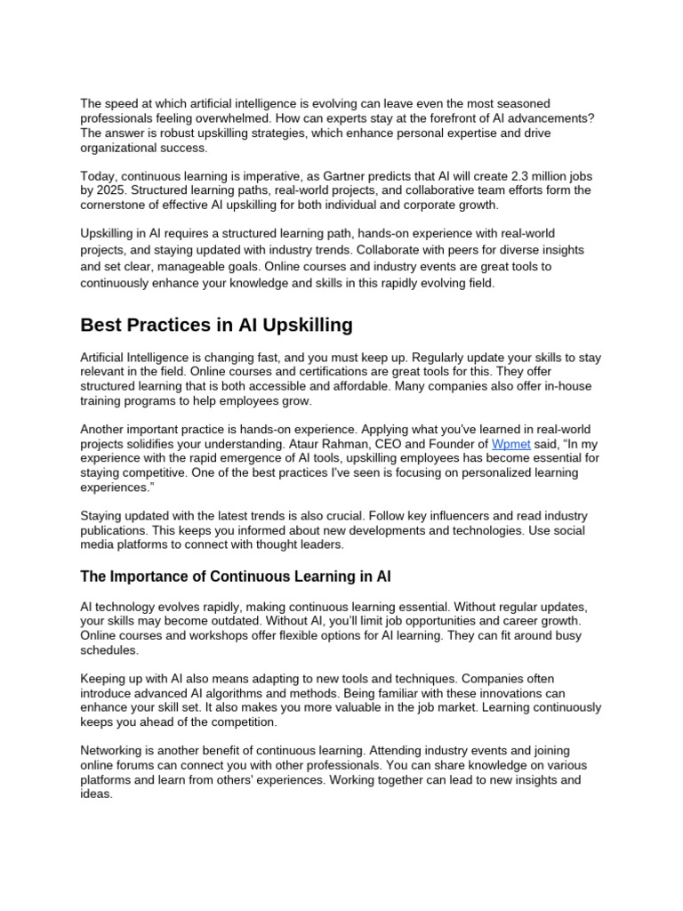 Best Practices in AI Upskilling | PDF | Intelligence (AI) & Semantics ...