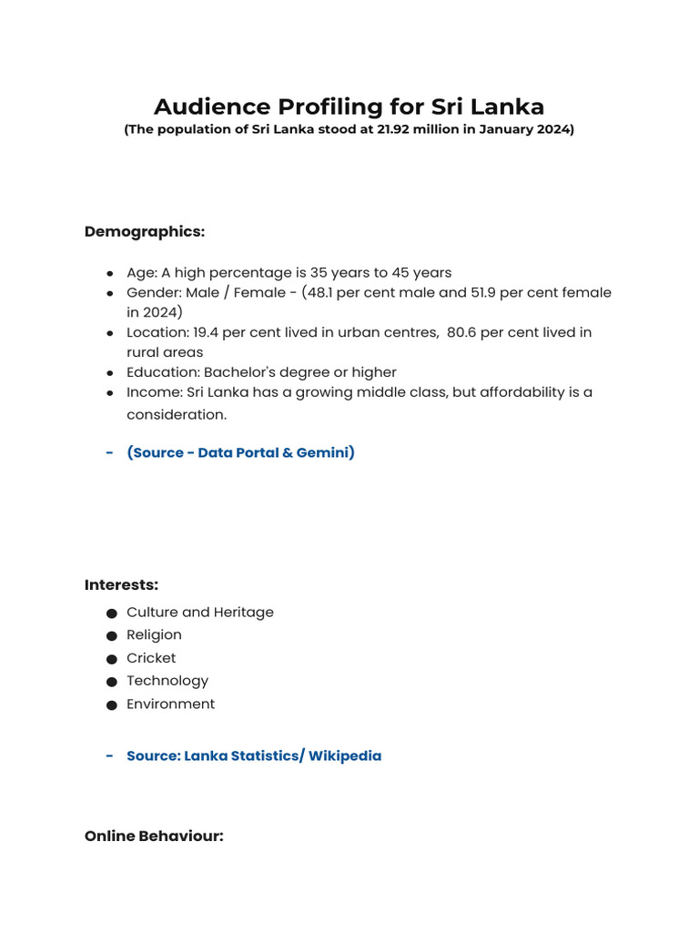 Audience Profiling For Srilanka | PDF | Sri Lanka