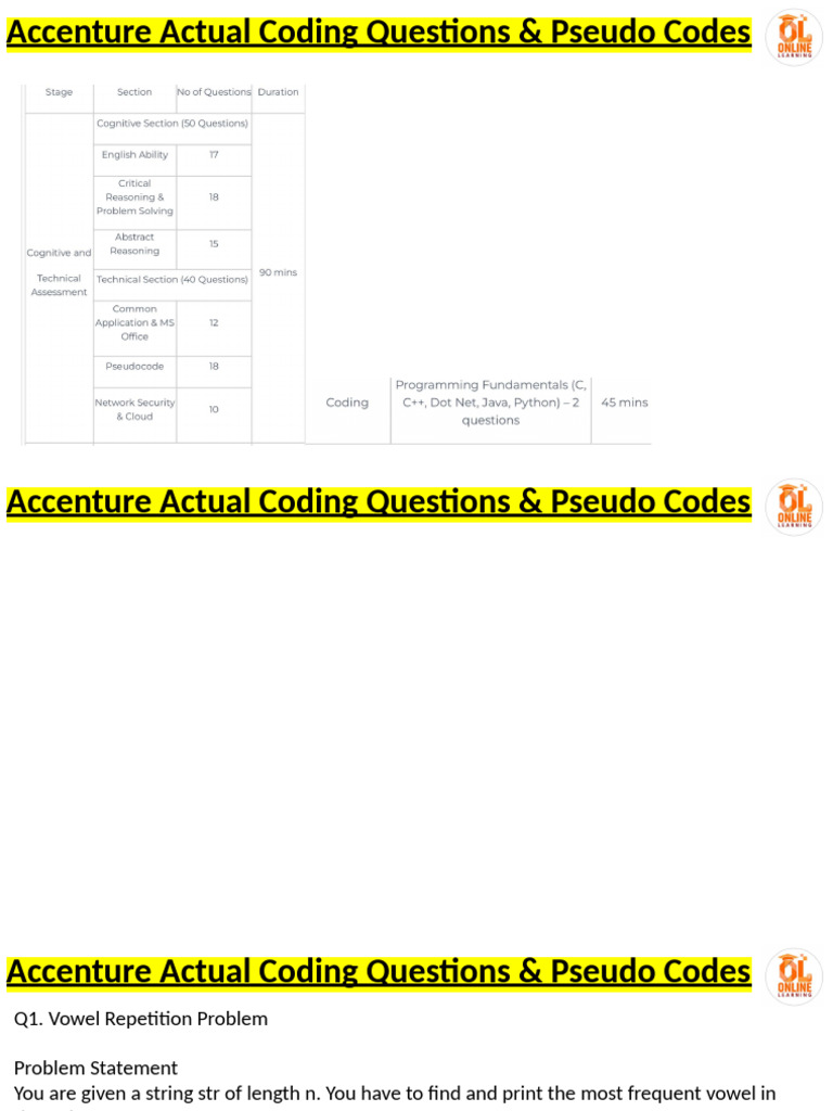 Accenture Acutal Coding Questions & Psudeo Codes | PDF | String ... Accenture Acutal Coding Questions & Psudeo Codes | PDF | String ...