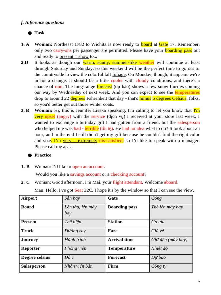 66 Answer Key - Inference Questions | PDF