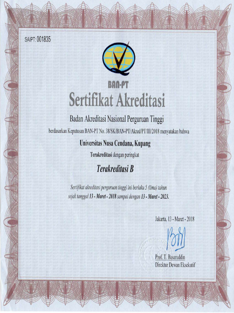 Sertifikat Akreditasi Perguruan Tinggi FKH | PDF