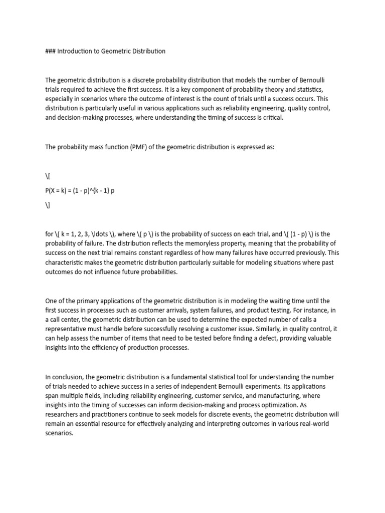 Introduction To Geometric Distribution | PDF