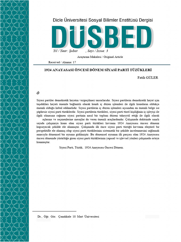 1924 Anayasasi - Nces - D - Nem S - Yas - Part - T - Z - Kler - (#1117651) - 2432052 | PDF