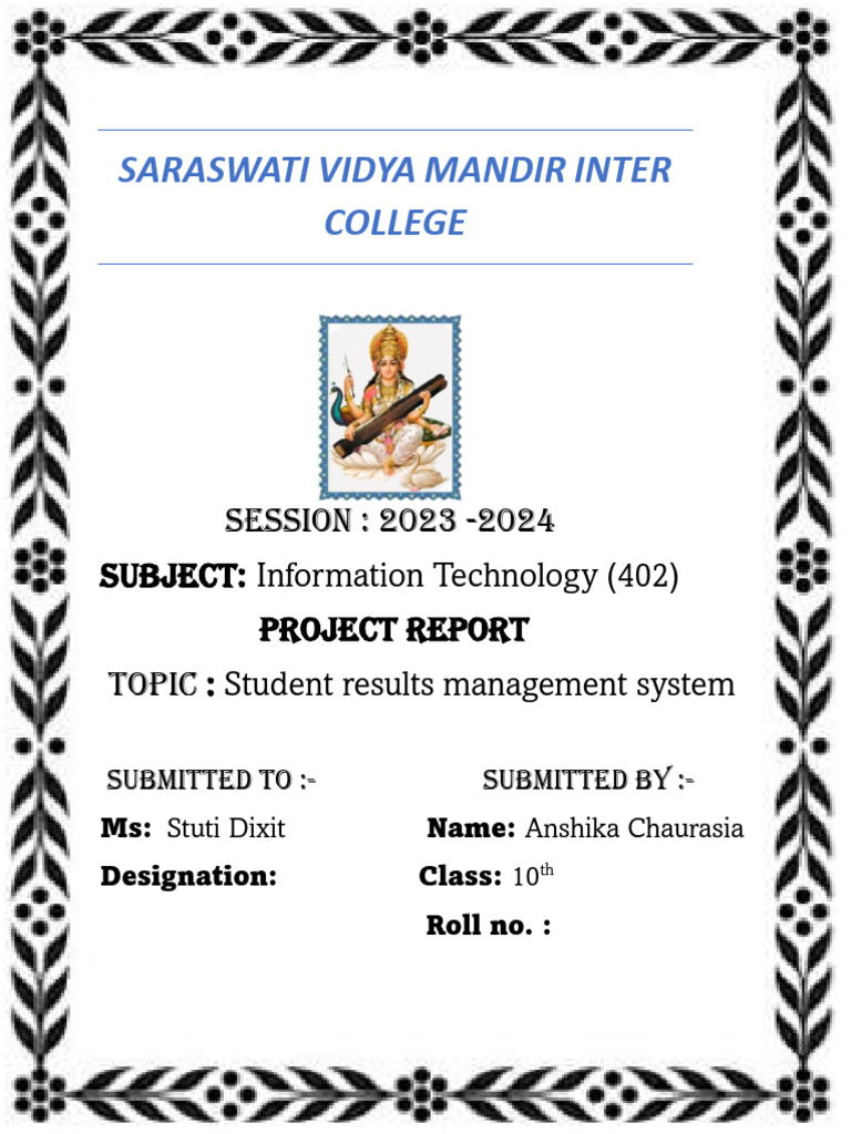 Saraswati Vidya Mandir Inter College: Session: 2023 - 2024 Subject: Project Report Topic | PDF ...