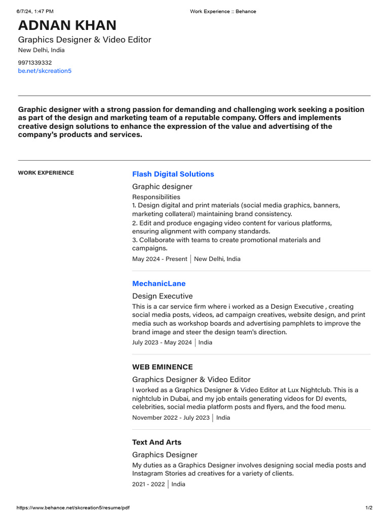 Adnan Graphic Designer CV | PDF | Graphics | Graphic Design