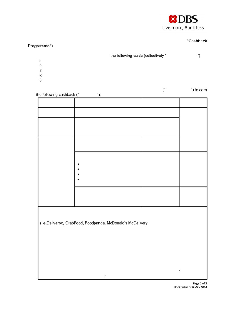 Dbs Debit Card Cashback TNC | PDF | Credit Card | Debit Card
