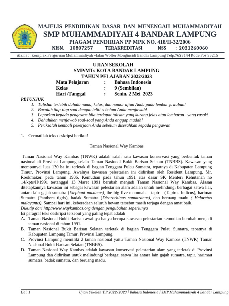 Soal US 2023 BINDO | PDF