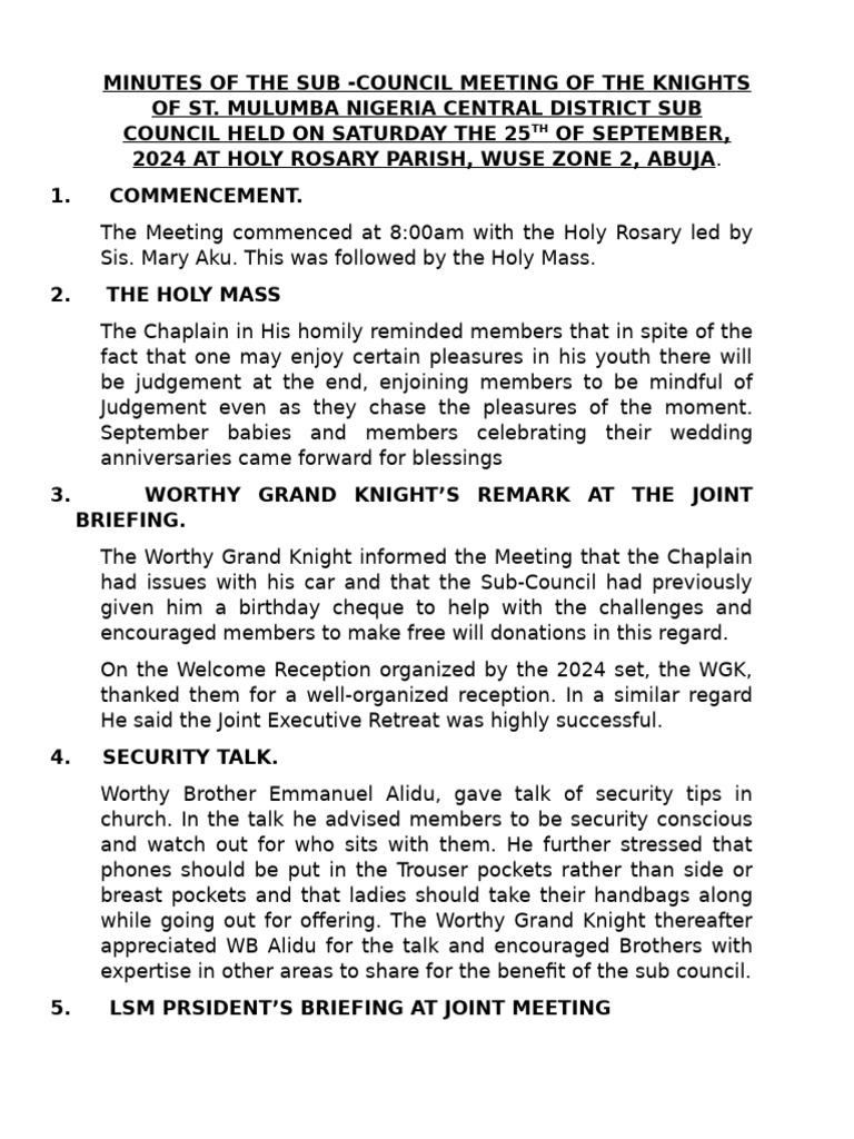 Minutes of the Sub Council Sept (2) | PDF