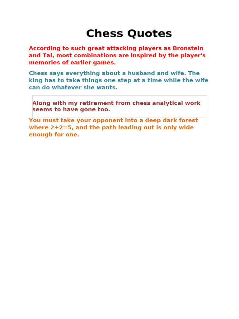 Chess Quotes | PDF | Classics