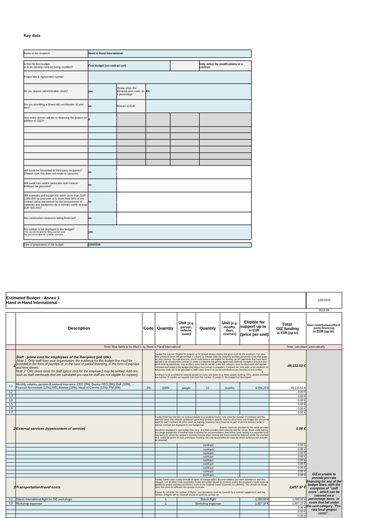 GIZ Project Budget Overview | PDF | Budget | Employment