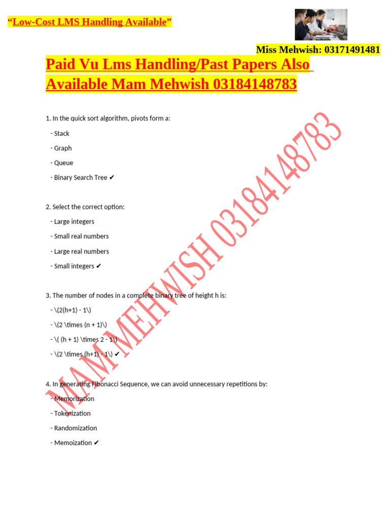 CS502 MCQs Mids Aug2024 Mam Mehwish | PDF | Time Complexity | Computer Programming
