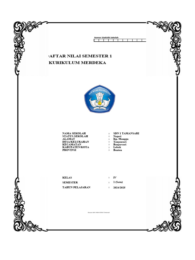 Daftar Nilai Kelas Iv Sdn Tamansari Pdf