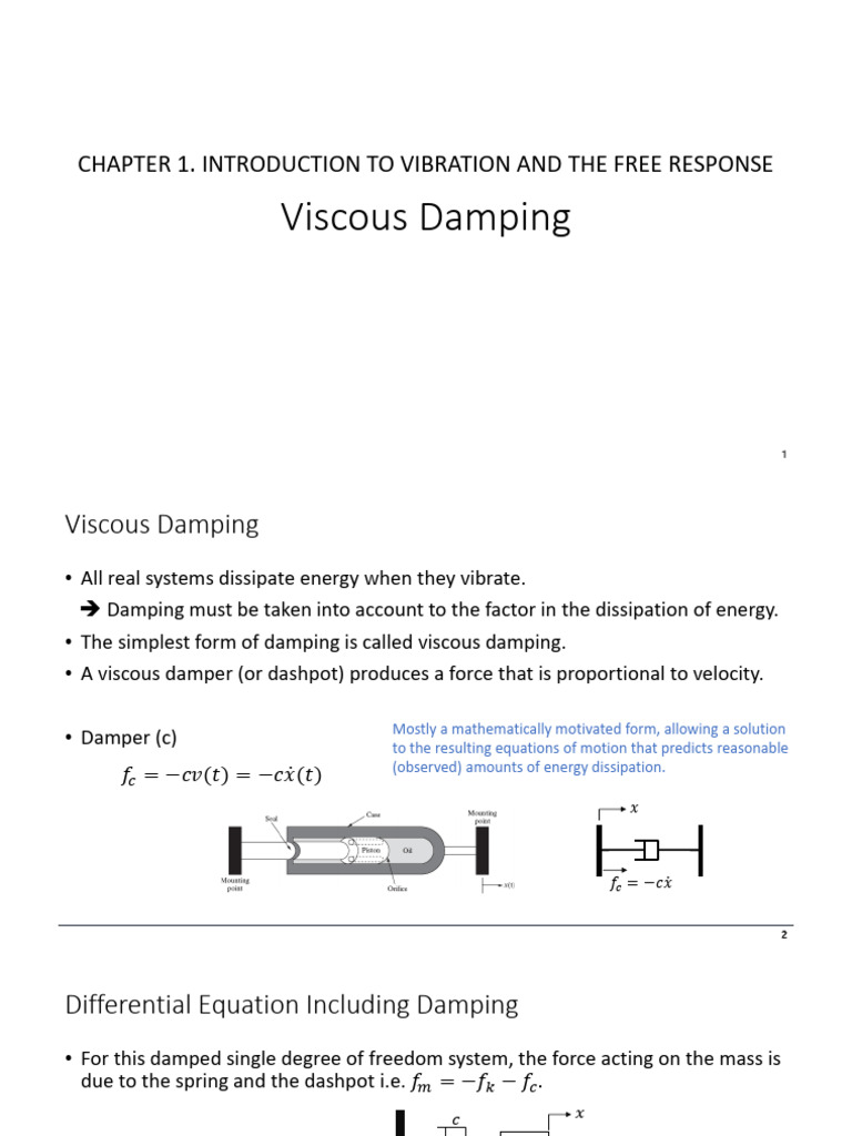 Chapter 1.3 - Viscous Damping | PDF | Damping | Classical Mechanics