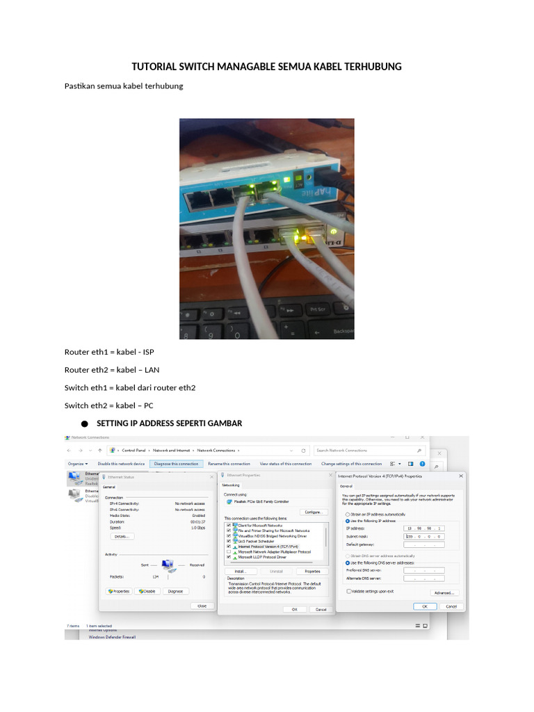 Tutorial Switch Managable Semua Kabel Terhubung | PDF | Ip Address ...