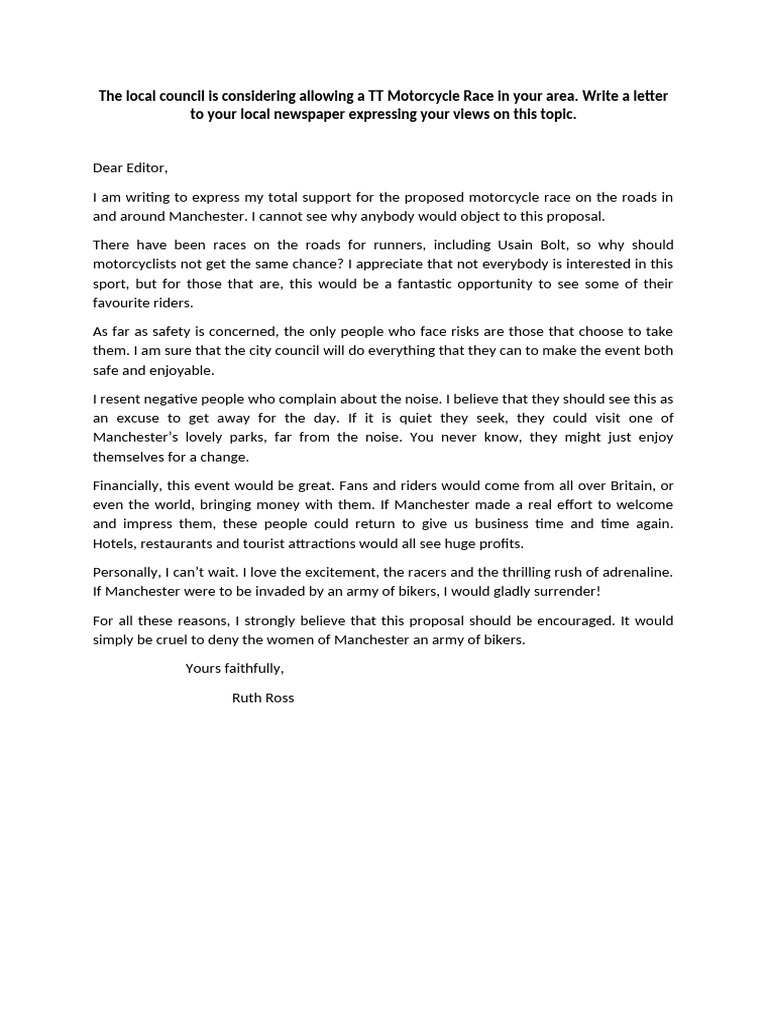 Motorcycle-Race-Formal-Letter | PDF