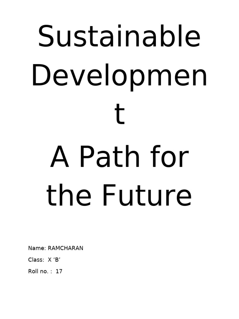 Sustainable Developmen T A Path For The Future: Name: Ramcharan Class: X B' Roll No.: 17 | PDF ...