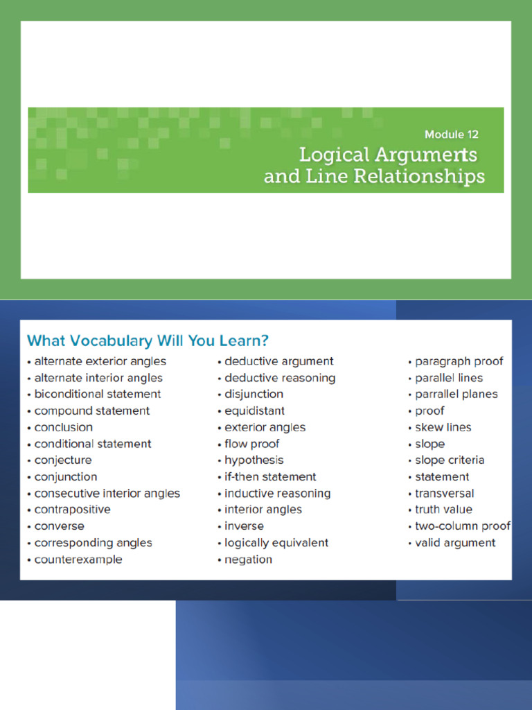 G09 Logical Arguments and Line Relationships | PDF