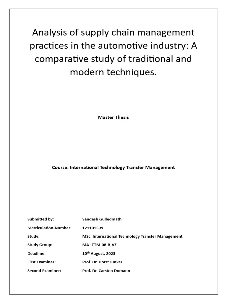 Analysis of supply chain management practices in the automotive industry (1) | PDF | Supply ...