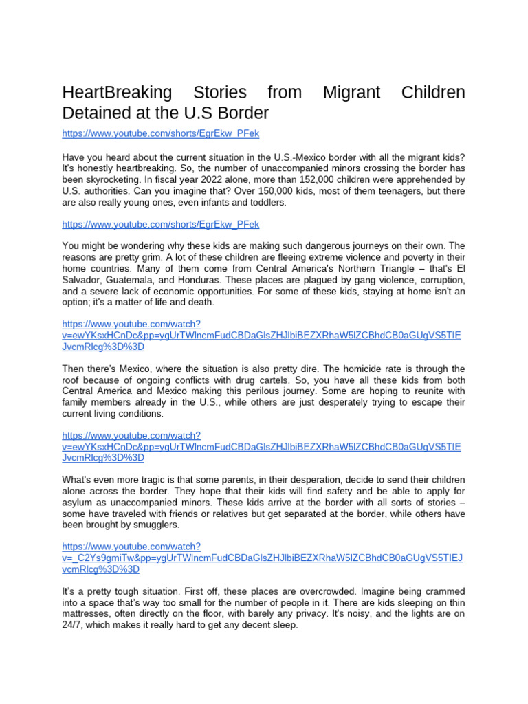 HeartBreaking Stories From Migrant Children Detained at The U.S Border ...