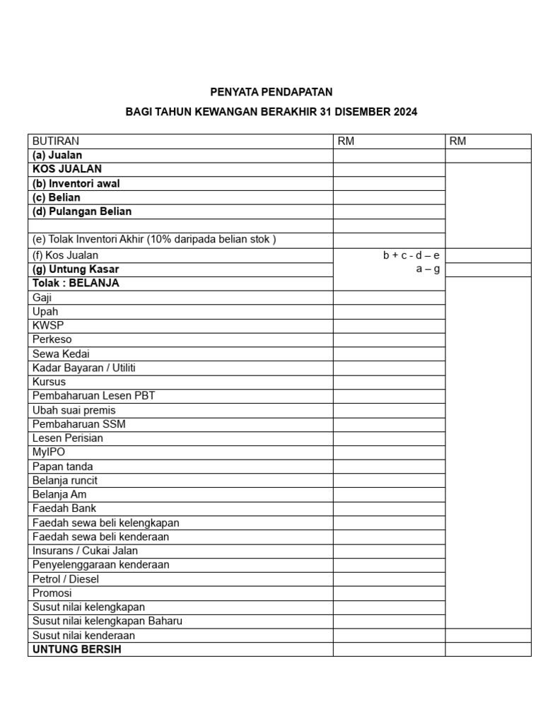 Penyata Pendapatan | PDF