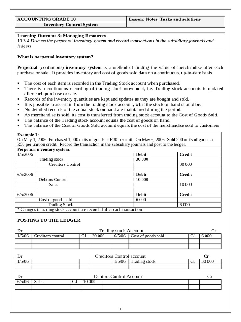 ACCOUNTING GRADE 10 LESSON AND TASKS - | PDF | Debits And Credits ...