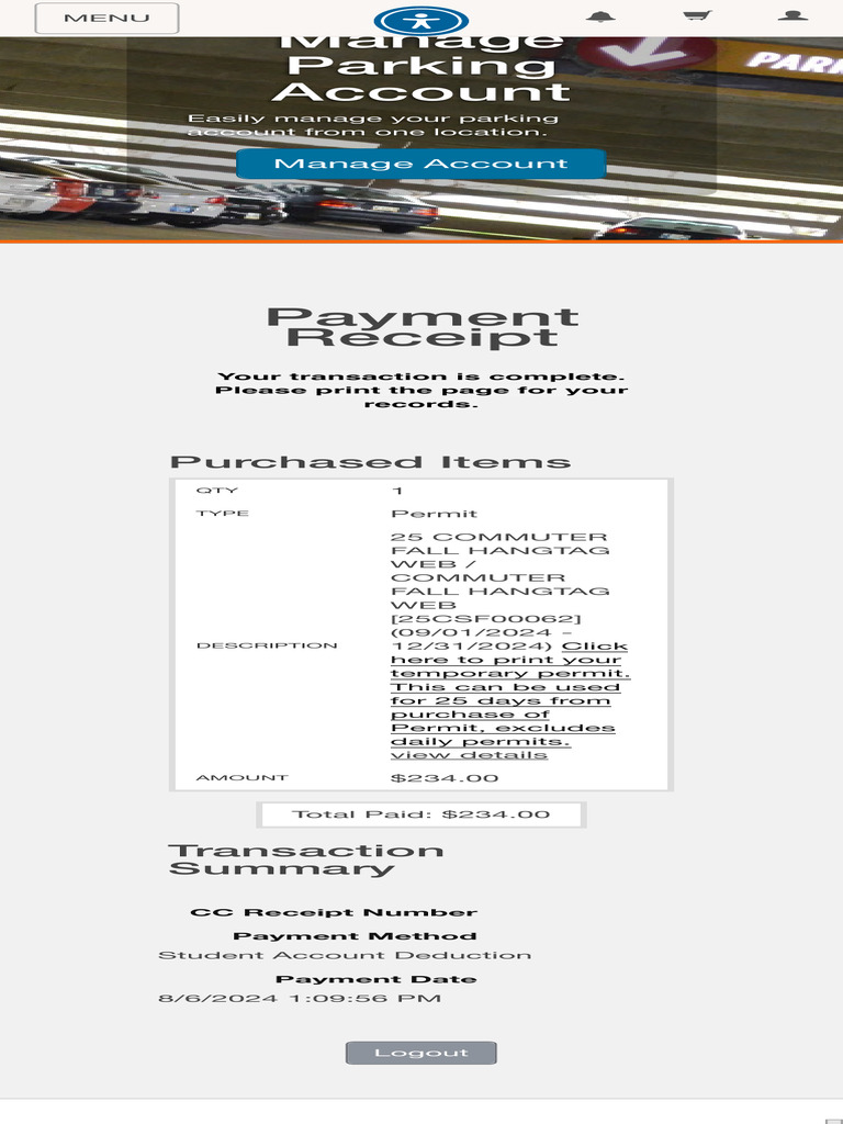 Virginia Tech - Payment Receipt | PDF