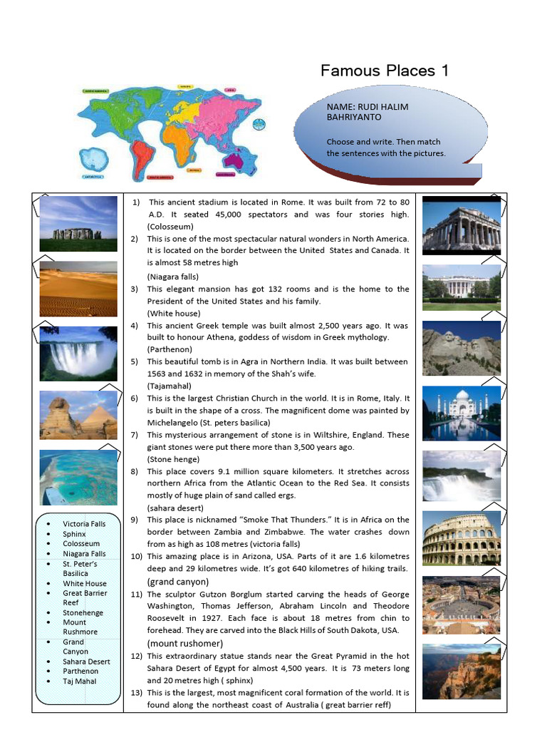 FAMOUS PLACES Rudi Halim Bahriyanto - A44230854 | PDF