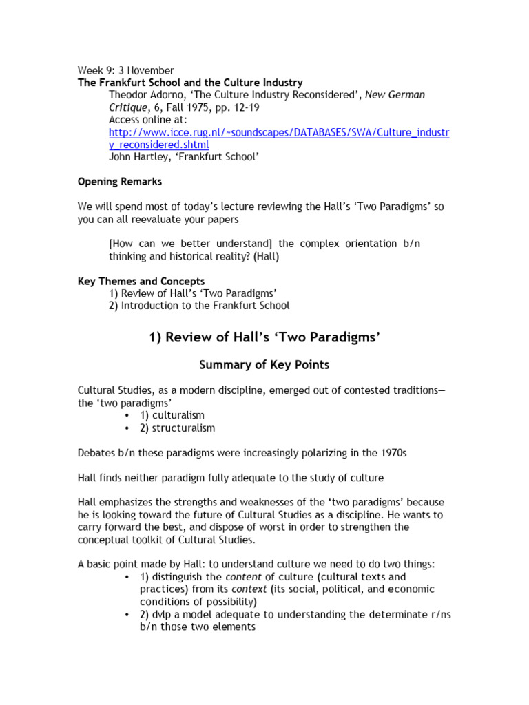 week-8-two-paradigms-review | PDF | Frankfurt School | Ideologies