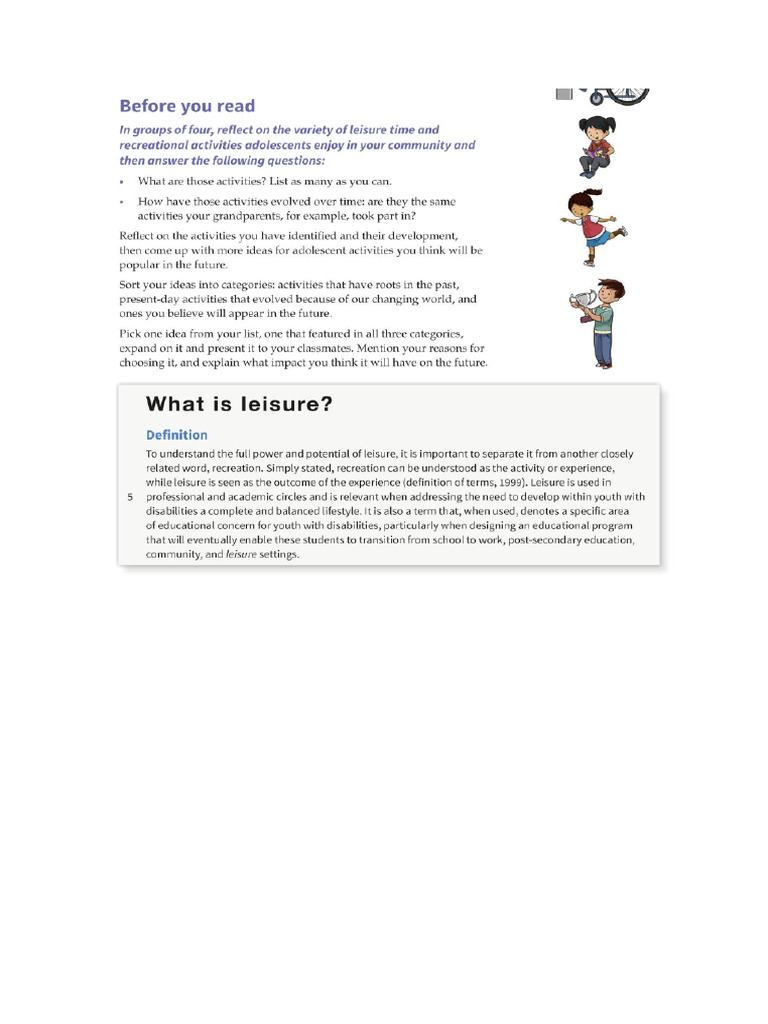 Leisure Activities Reading Comprehension | PDF