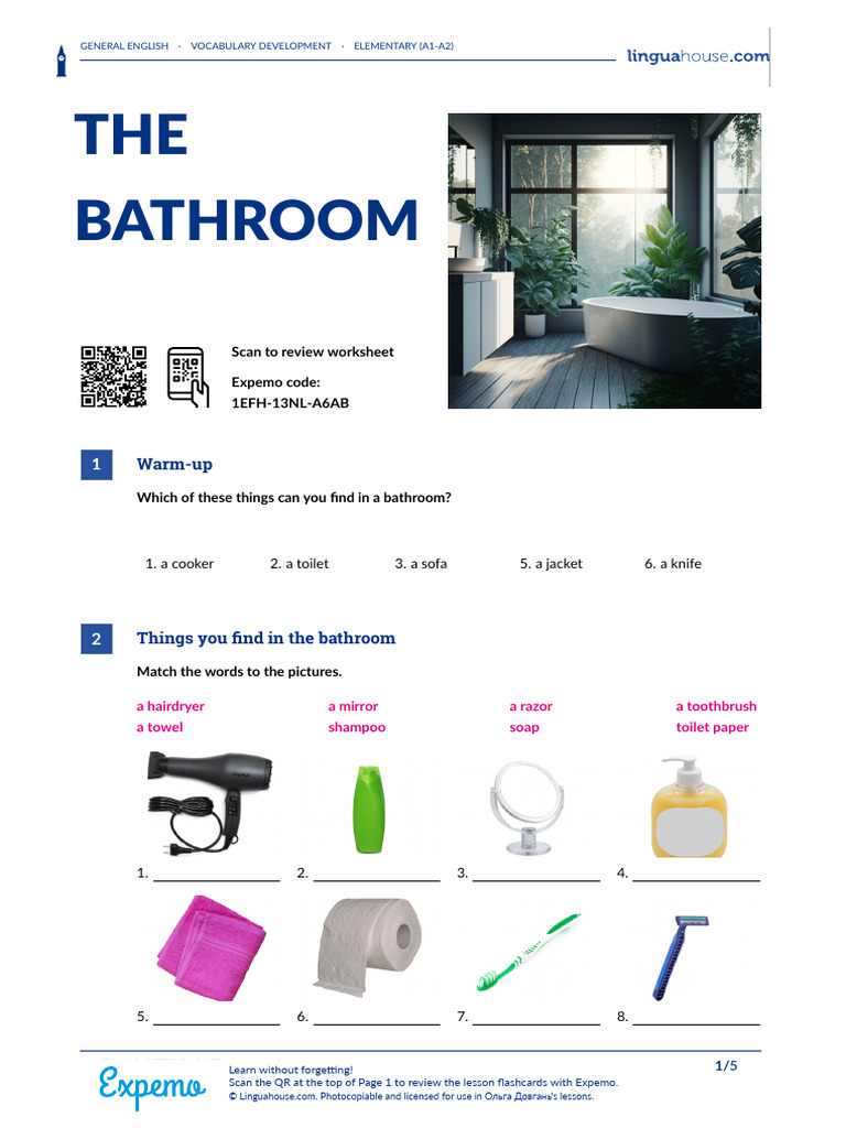 The Bathroom British English Student A1 A2 | PDF | Bathroom | Hygiene