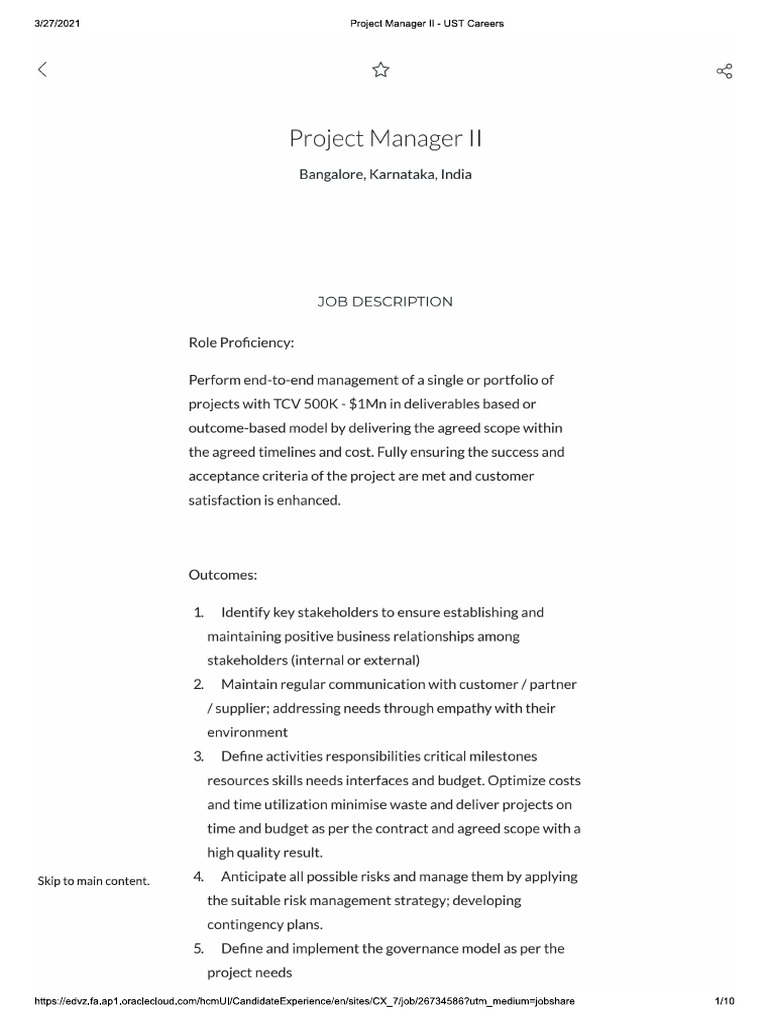 PM Roles - UST | PDF