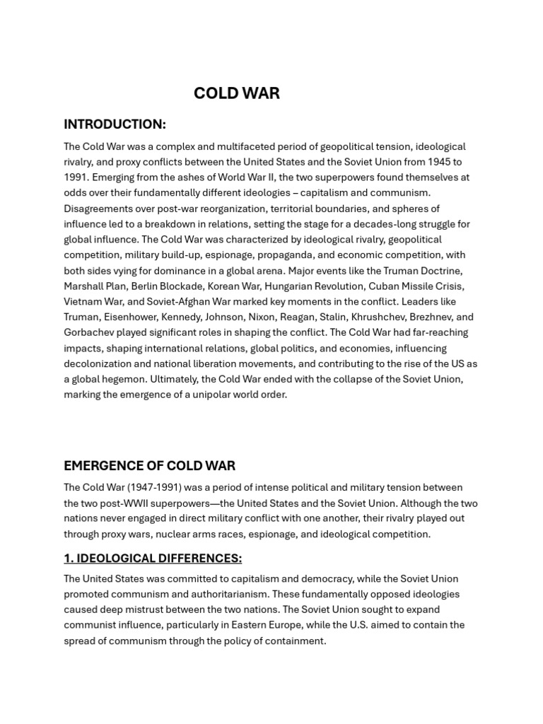 Cold War: Ideological Rivalry Explained | PDF | Cold War | Soviet Union