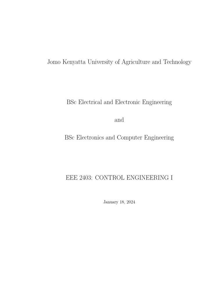 EEE 2403 Control Engineering I | PDF | Feedback | Control Theory