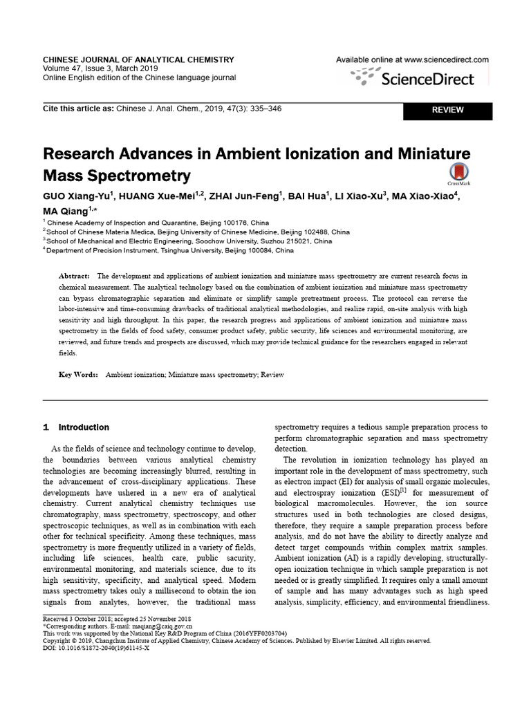Guo2019 Research Advances in Ambient Ionization and Miniature | PDF ...