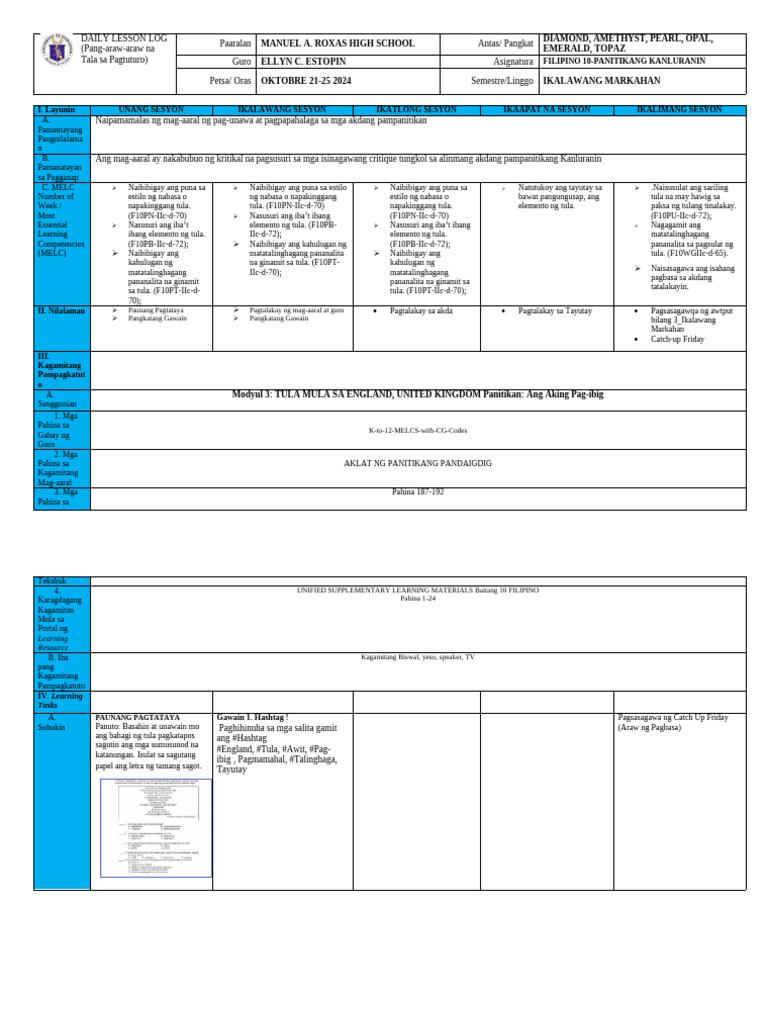 Estopin E. - DLL - Aralin-3 (Q2) V2 - Tula | PDF