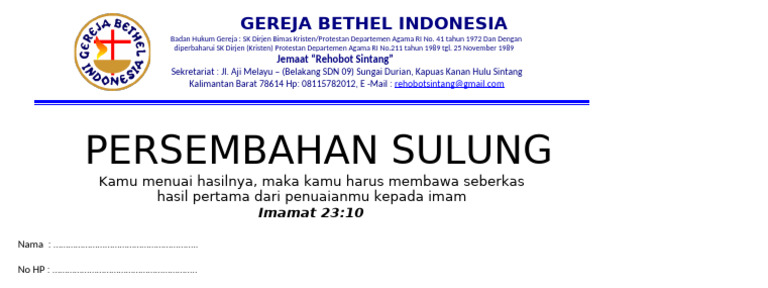 Amplop Persembahan Sulung (l3110) | PDF