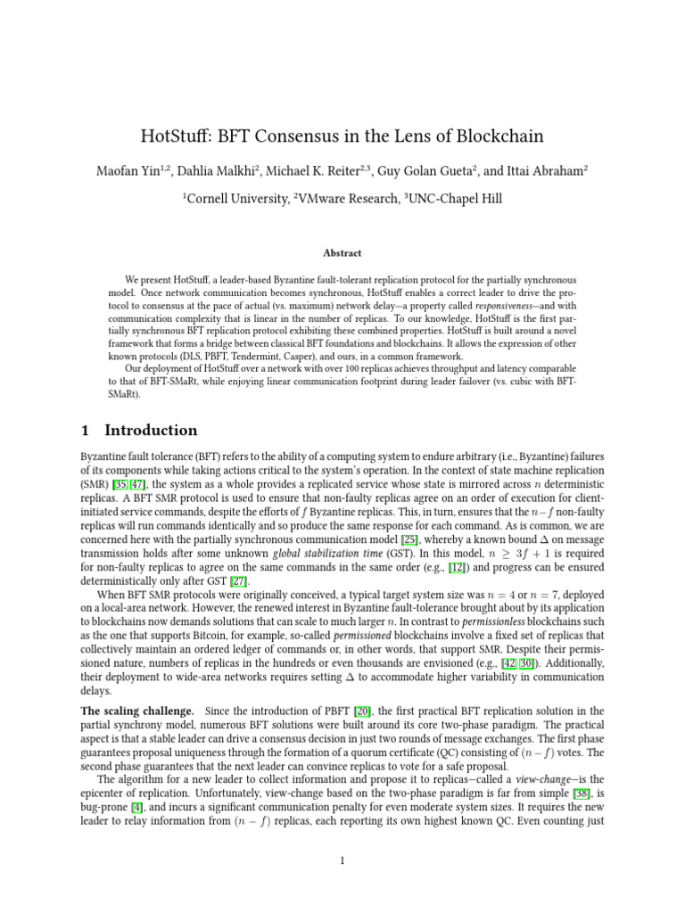 hotstuff 2018原版 | PDF | Replication (Computing) | Computer Science